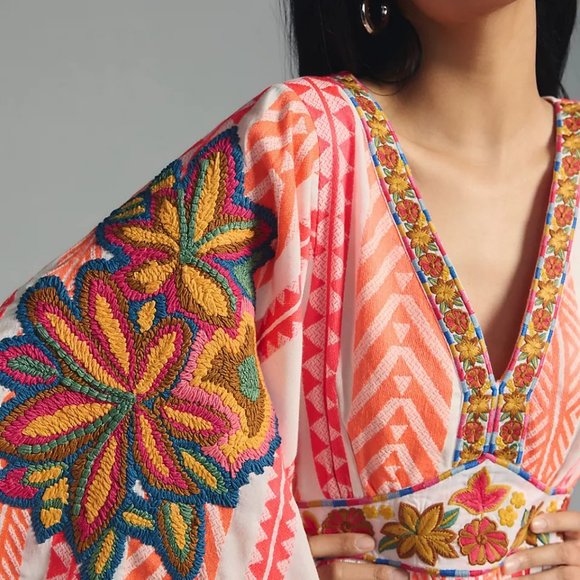 FARM Rio | Dresses | Farm Rio V Neck Embroidered Maxi Dress | Poshmark